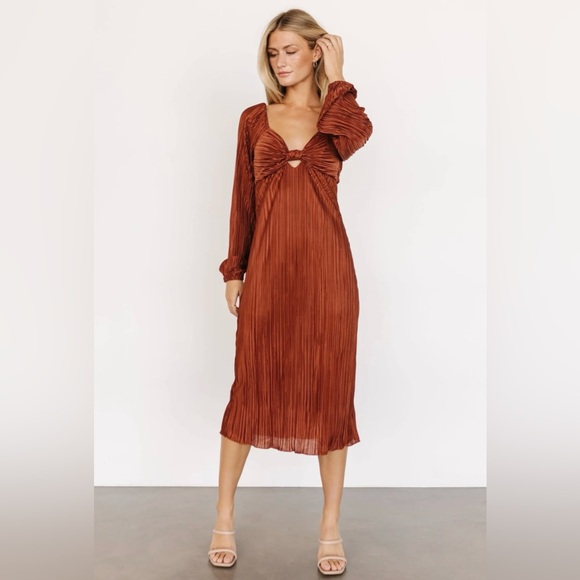 Baltic Born | Dresses | Baltic Born Amani Pleated Midi Dress Cinnamon ...